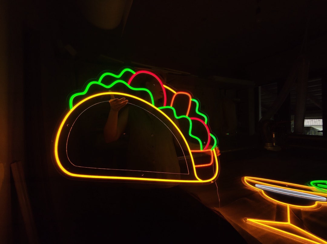 Taco Neon Sign, Tacos Led Light, Mexican Neon Lights, Mexican Food Led ...