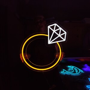 Wedding Ring Neon Sign, Diamond Led Sign, Custom Engagement Ring Sign ...