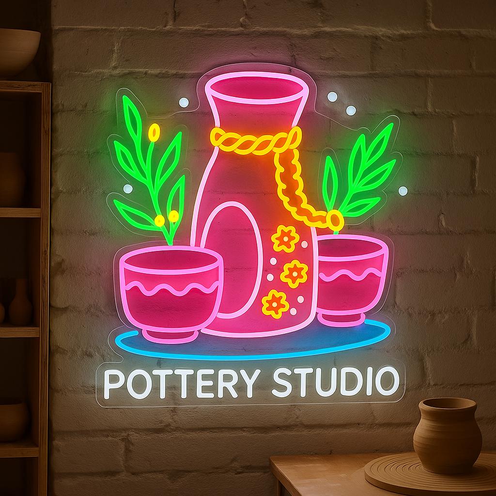 Pottery Studio Neon Decor. Pottery Neon Sign. Clay Artisan Neon Sign ...