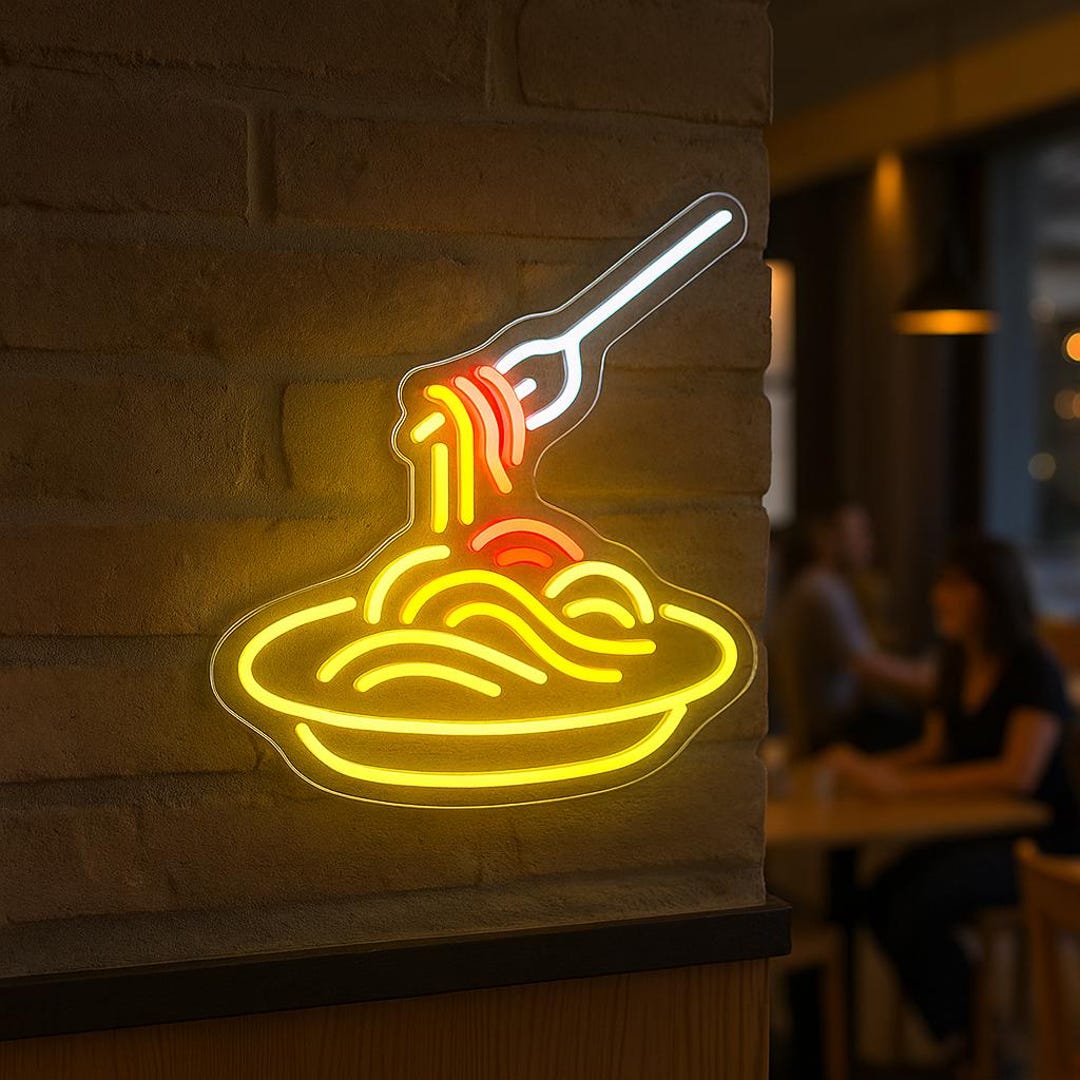 Spaghetti Neon Sign. Restaurant LED Decor. Chef Gift Idea. Dish LED ...