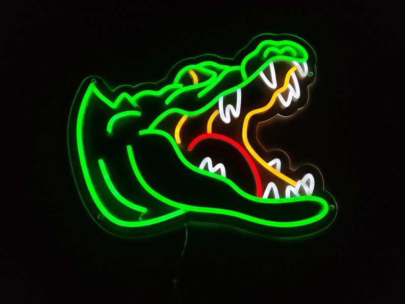 Crocodile Neon Sign Alligator Led Neon Light Croc Led Light | Etsy