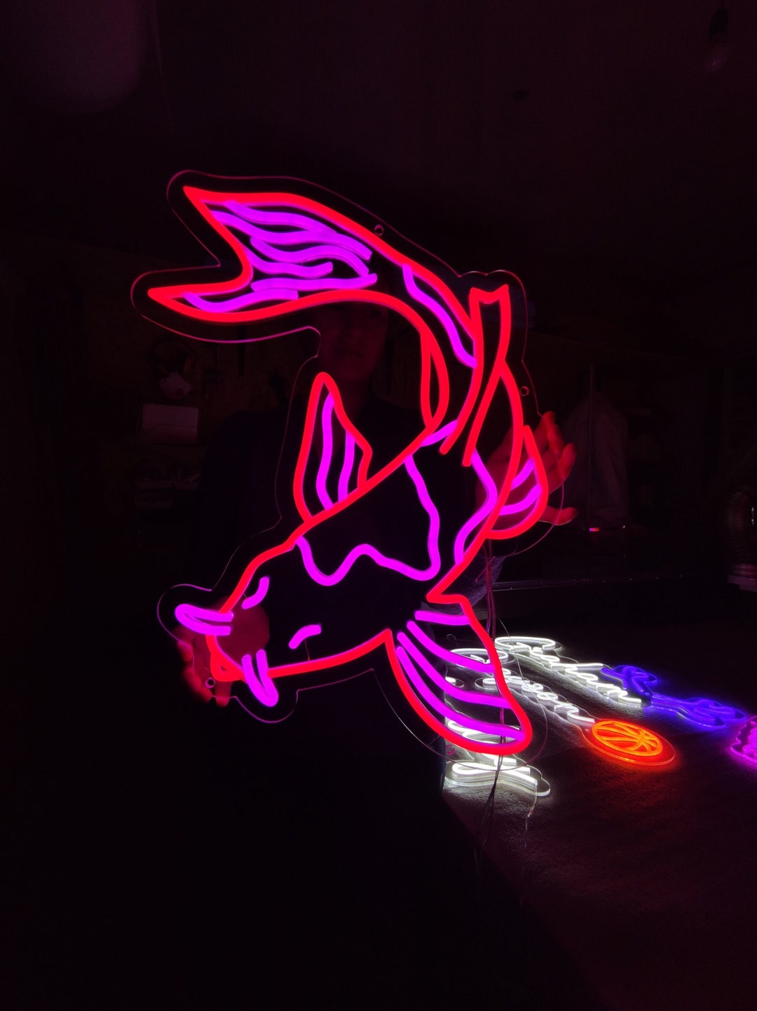 Koi Fish Neon Sign, Japanese Fish Led Neon, Koi Carp Sign, Light Sign ...