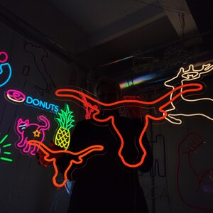 Longhorn Bull Neon Sign, Bull Head Led Neon, Longhorn Head Skull Light ...