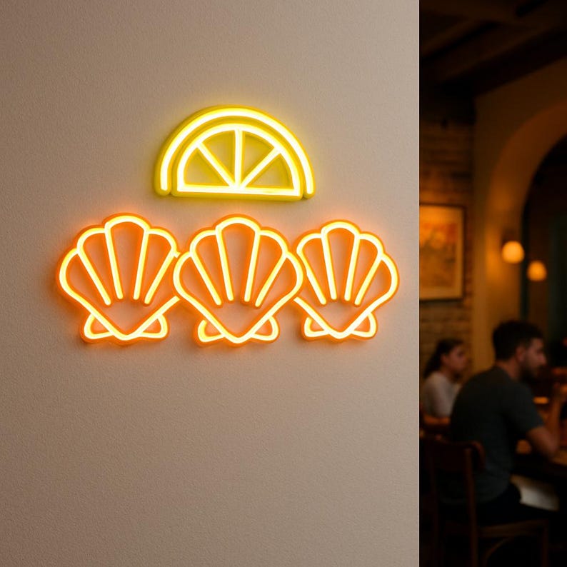 Scallops Neon Sign. Restaurant Light. Seafood Led Sign. Gift Idea for ...