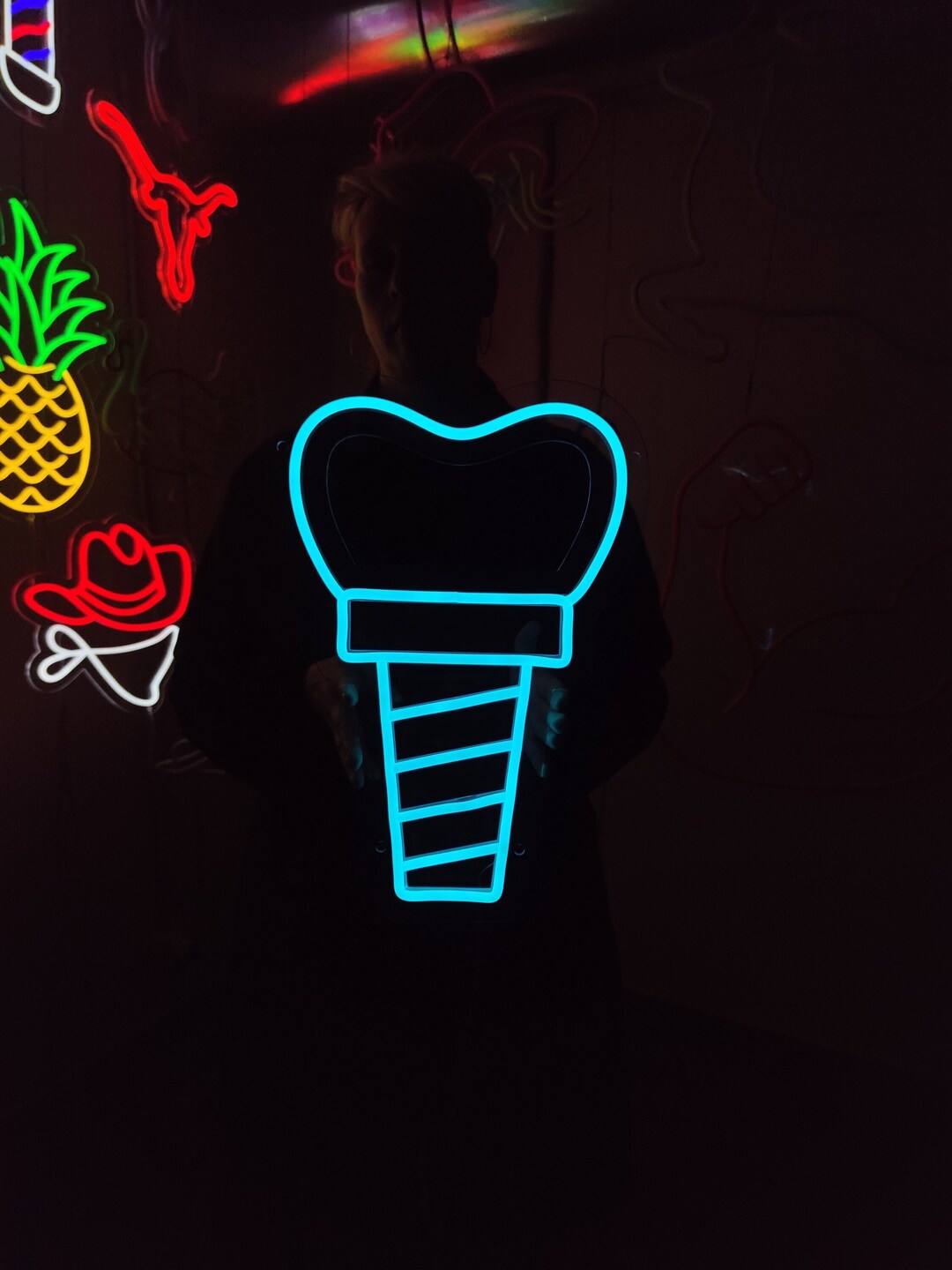 Tooth Implant Neon Sign, Dental Implants Led Neon, Implant Led Light ...