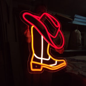 Cowboy Boot Neon Sign Cowboy Hat Light Sign Cowboy Shoe Led - Etsy