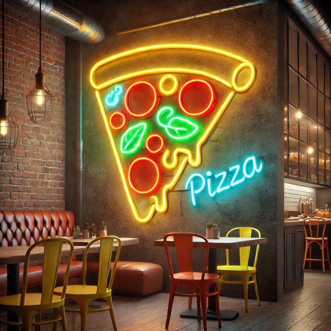 Vibrant LED Pizza Sign - Eye-catching Decor for Pizza Lovers. Pizzeria ...