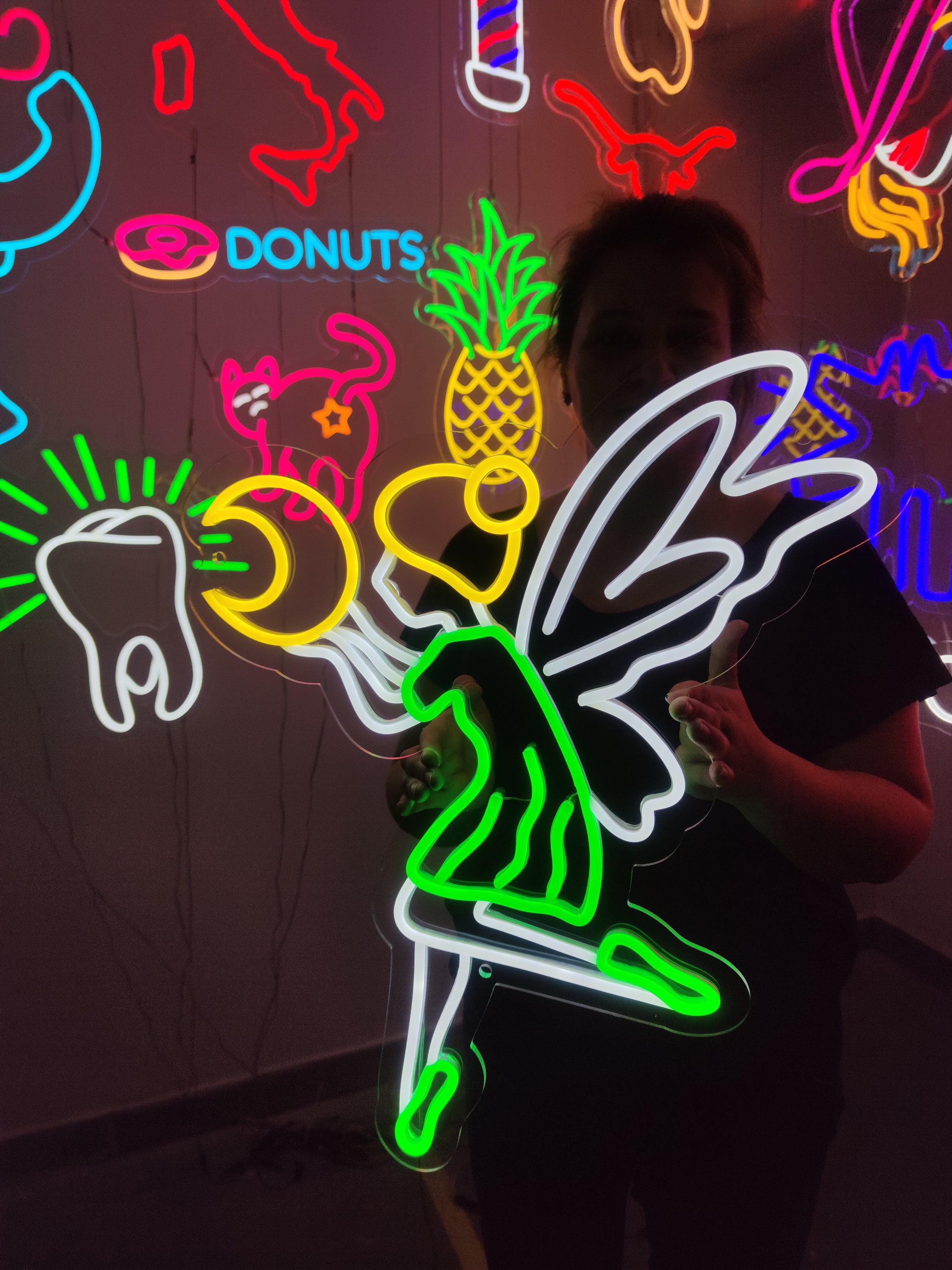 Flying Fairy Neon Sign, a Fairy With a Moon Led Neon, Custom Gift for ...