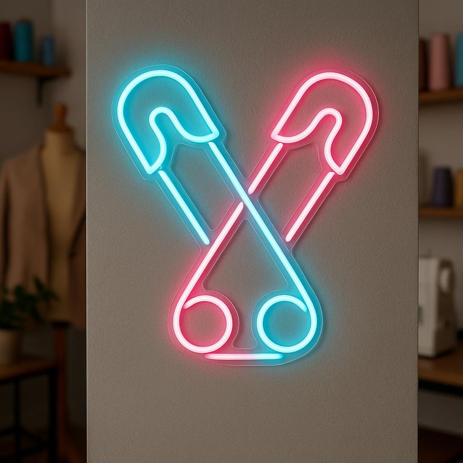 Pin Neon Sign. Pin Neon Decor. Gift Idea for a Seamstress. LED Sewing ...