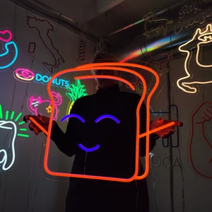 Toast Neon Sign, Bread Led Light Sign, Led Dining Room Decor, Bakery ...