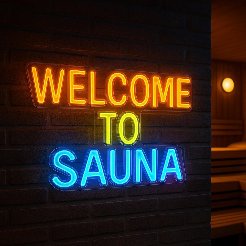 Sauna Neon Sign. Wellness Center Led Sign. Saunas and Baths Neon Decor ...