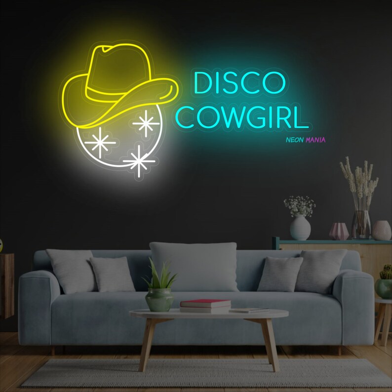 Disco Cowgirl Neon Sign Disco Ball Led Light Party - Etsy