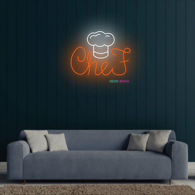 Shef Led Neon Sign Chef's Hat Neon Lights Cook Neon | Etsy