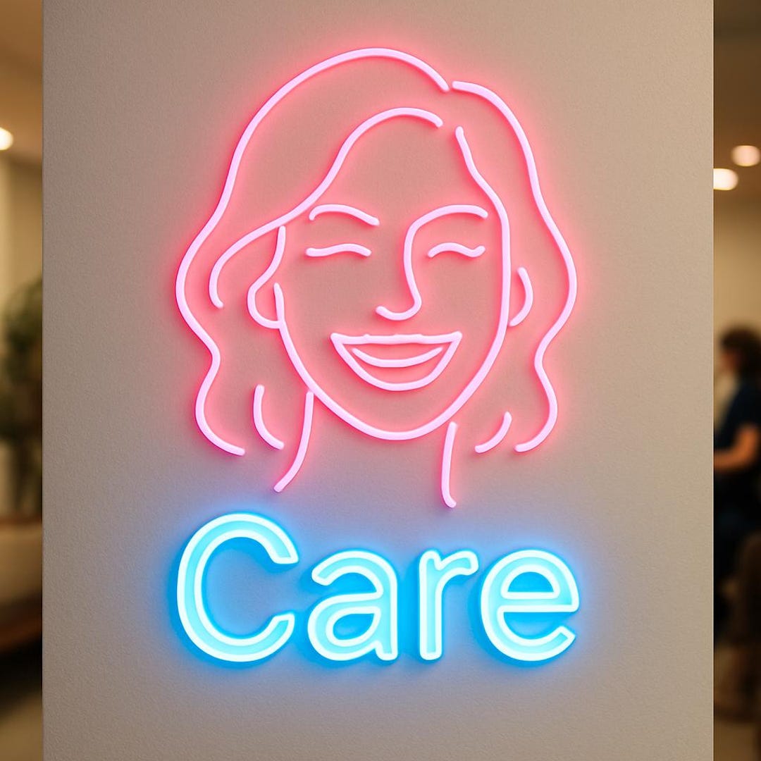 Woman With Even White Teeth Neon Sign. Aesthetic Dentistry Light. Care ...