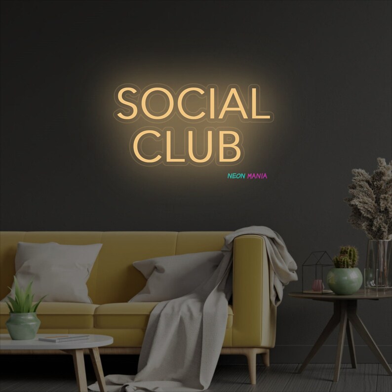 Social Club Neon Sign Club Led Light Sign Custom Led Sign - Etsy