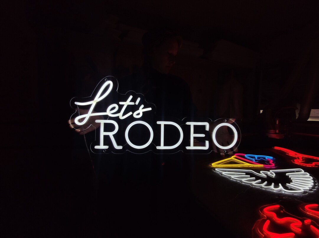 Lets Rodeo Neon Sign, Rodeo Led Sign, Western Decor Neon Light, Cowboy ...