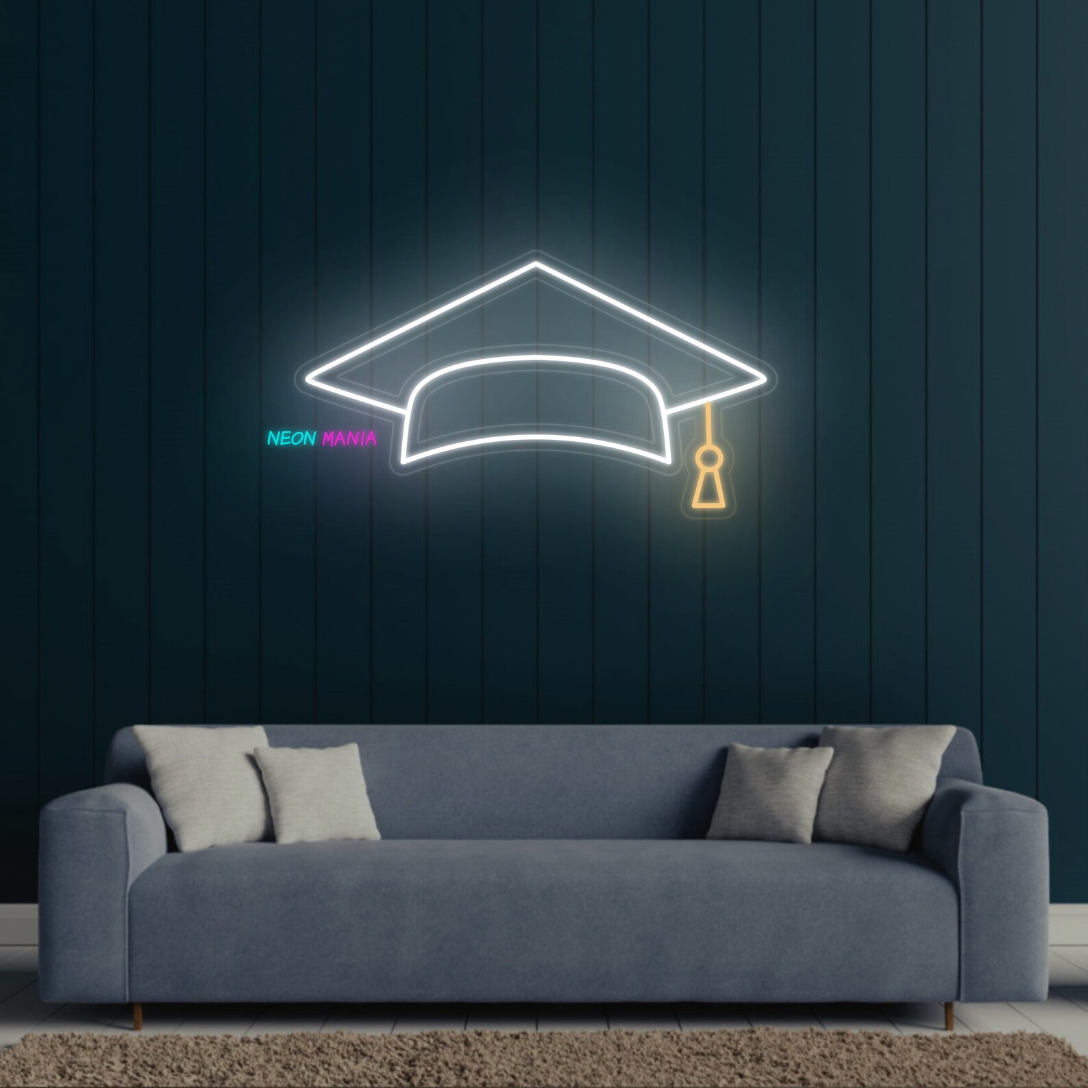 Square Academic Cap Neon Sign Graduation Cap Sign Custom - Etsy