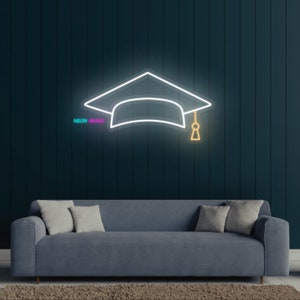 Square Academic Cap Neon Sign, Graduation Cap Sign, Custom Accessory ...