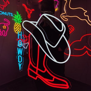 Cowboy Boot Neon Sign, Cowboy Hat Light Sign, Cowboy Shoe Led Neon ...