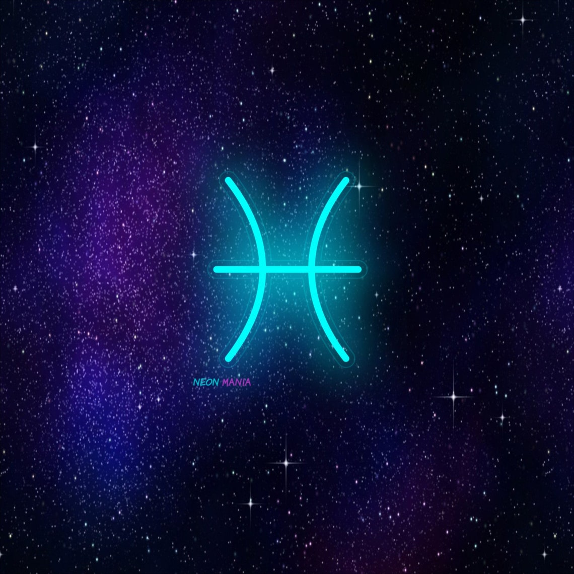 Pisces Zodiac Symbol Neon Sign, Fishes Zodiac Sign Led Light, the Fish ...