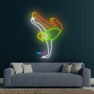 Break Dancer Neon Sign, Hip Hop Dancing Neon Light, Dance Studio Led ...