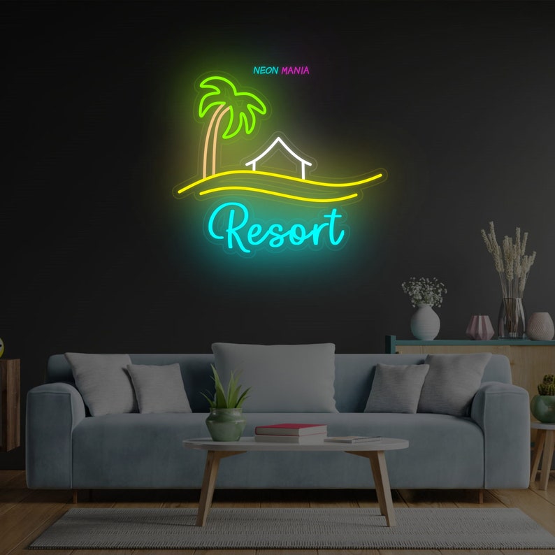 Resort Neon Sign: Escape to Your Happy Place. Tourism Light Decor. - Etsy