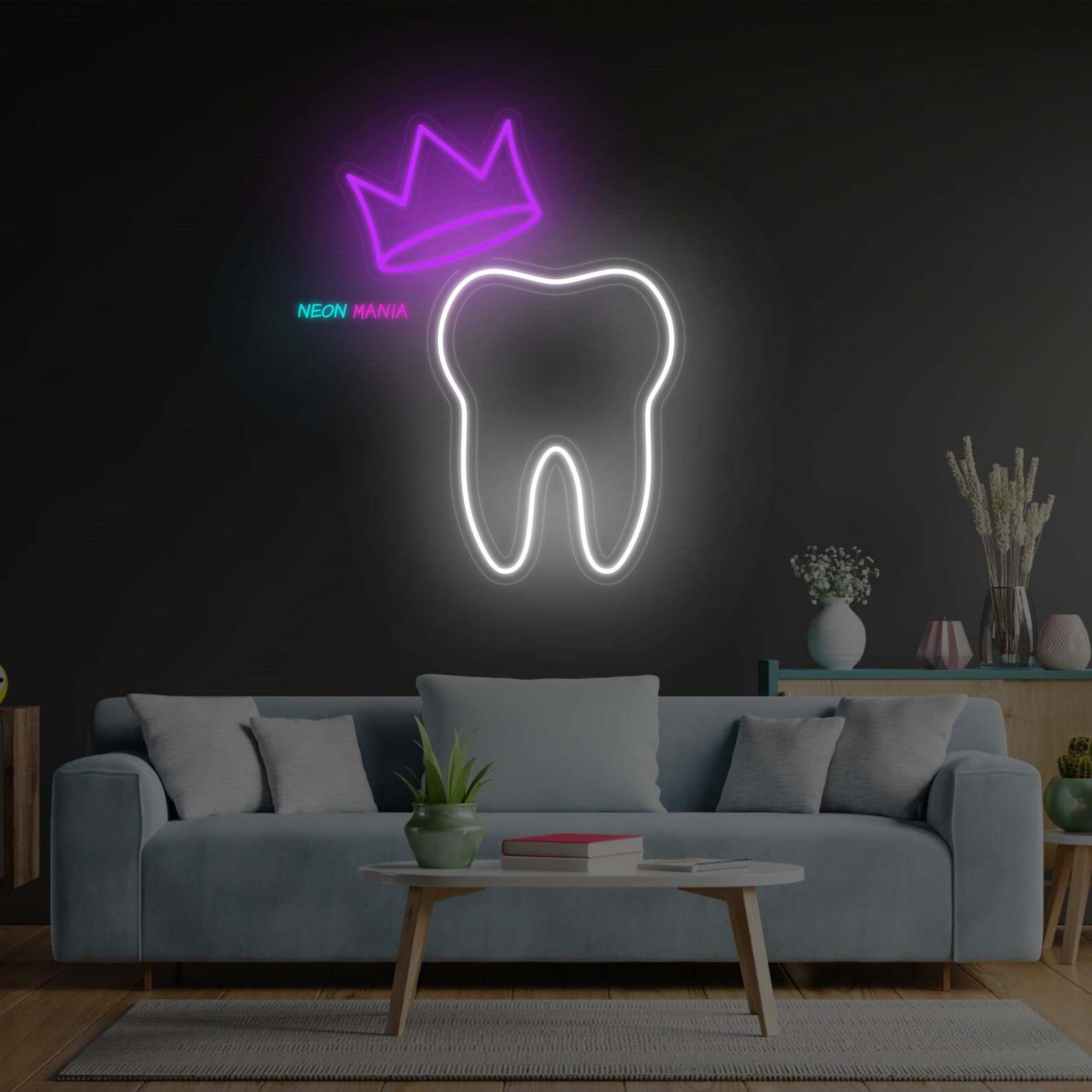 Tooth Neon Sign Tooth With a Crown Led Neon Medicine Led - Etsy