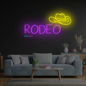 Rodeo Neon Sign, Cowboy Hat Led Sign, Western Decor Neon Light, Cowboy ...