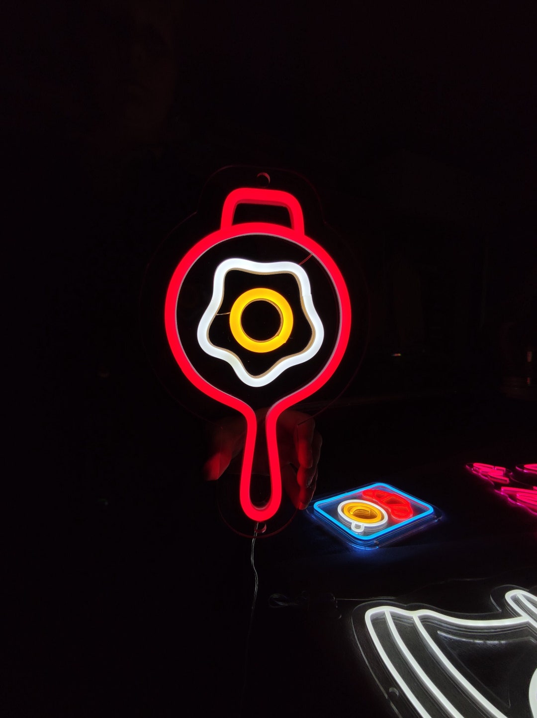Frying Pan With Egg Neon Sign, Breakfast Led Sign, Fried Egg Led Light ...