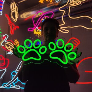 Paw Neon Sign, Dogs Paw Neon Light, Custom Cats Paw Led Sign, Pet Led ...