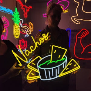 Nachos Neon Sign, Cheese Sauce Neon Light, Mexican Nachos Light Sign ...