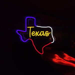 Texas Neon Sign, Texas Map Led Neon, Western Led Light, Light Sign ...