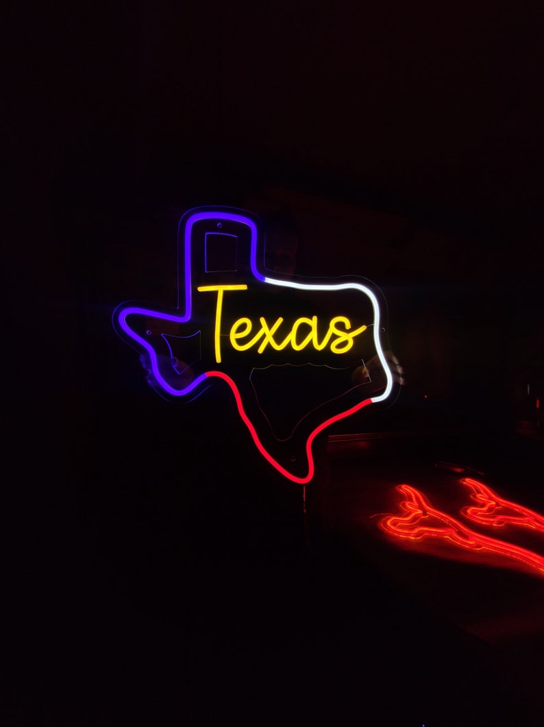 Texas Neon Sign Texas Map Led Neon Western Led Light Light - Etsy