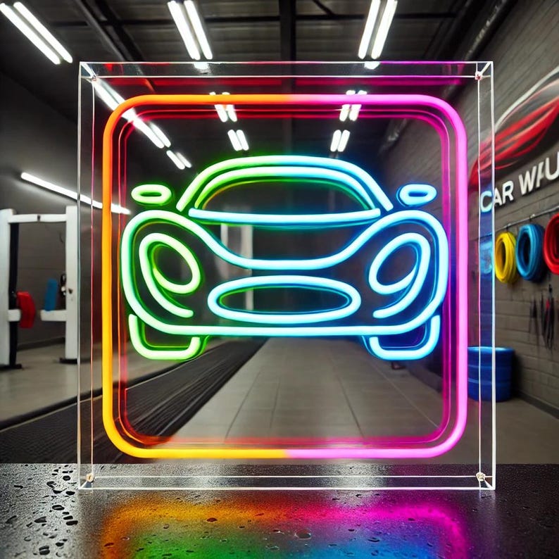 Car Repair Studio Neon Sign. Car Wash Light Sign. Car Detailing, Garage ...