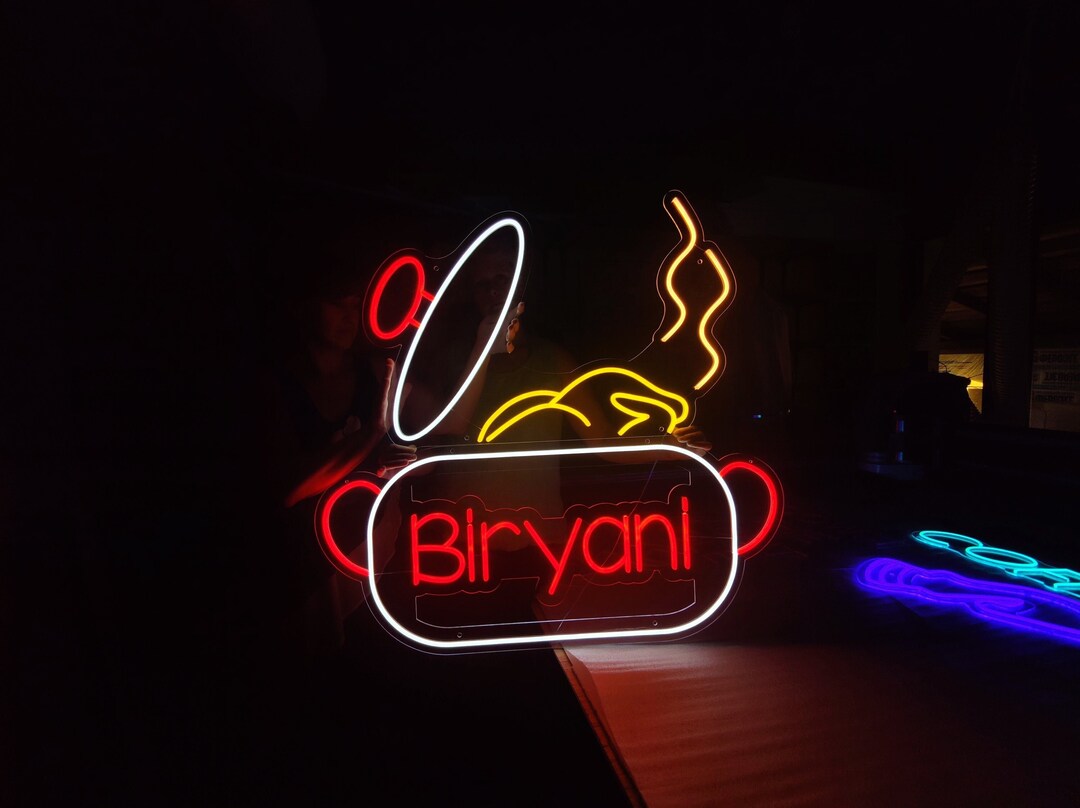 Biryani Neon Sign, Chicken Biryani Led Sign, Rice Neon Light, Chicken ...