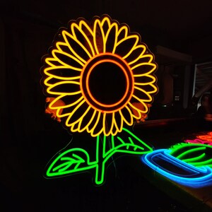 Sunflower Neon Sign, Plant Neon Light, Flower Led Light, Custom ...