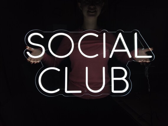 Social Club Neon Sign Club Led Light Sign Custom Led Sign - Etsy
