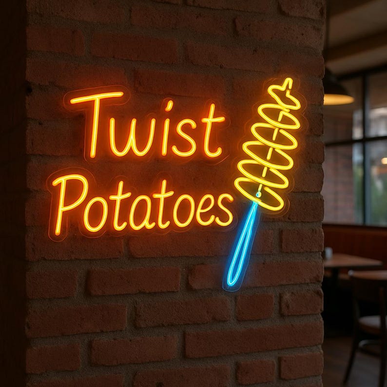 Twist Potatoes Neon Sign. Chipstick Led Neon. Tornado Fries Neon Light ...