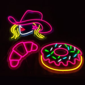 Croissant Neon Sign, Croissant Led Neon Sign, Bakery Neon Lights ...
