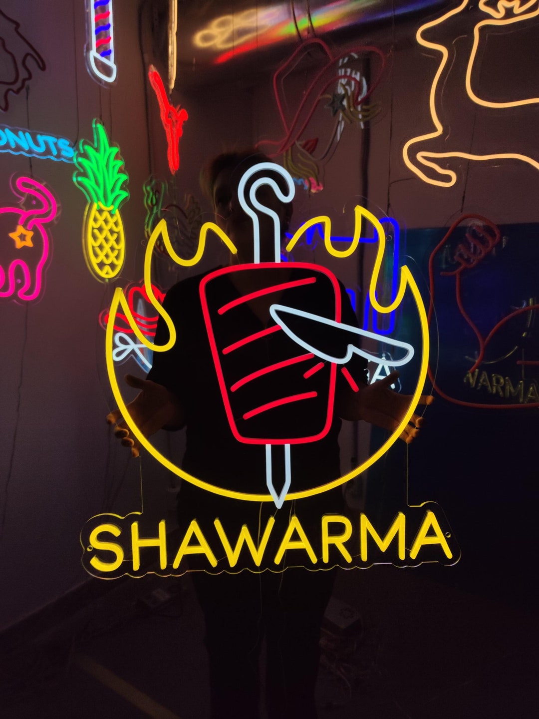 Shawarma Neon Sign. Kebab Led Light. Meat Neon Light. Doner Kebab Led ...