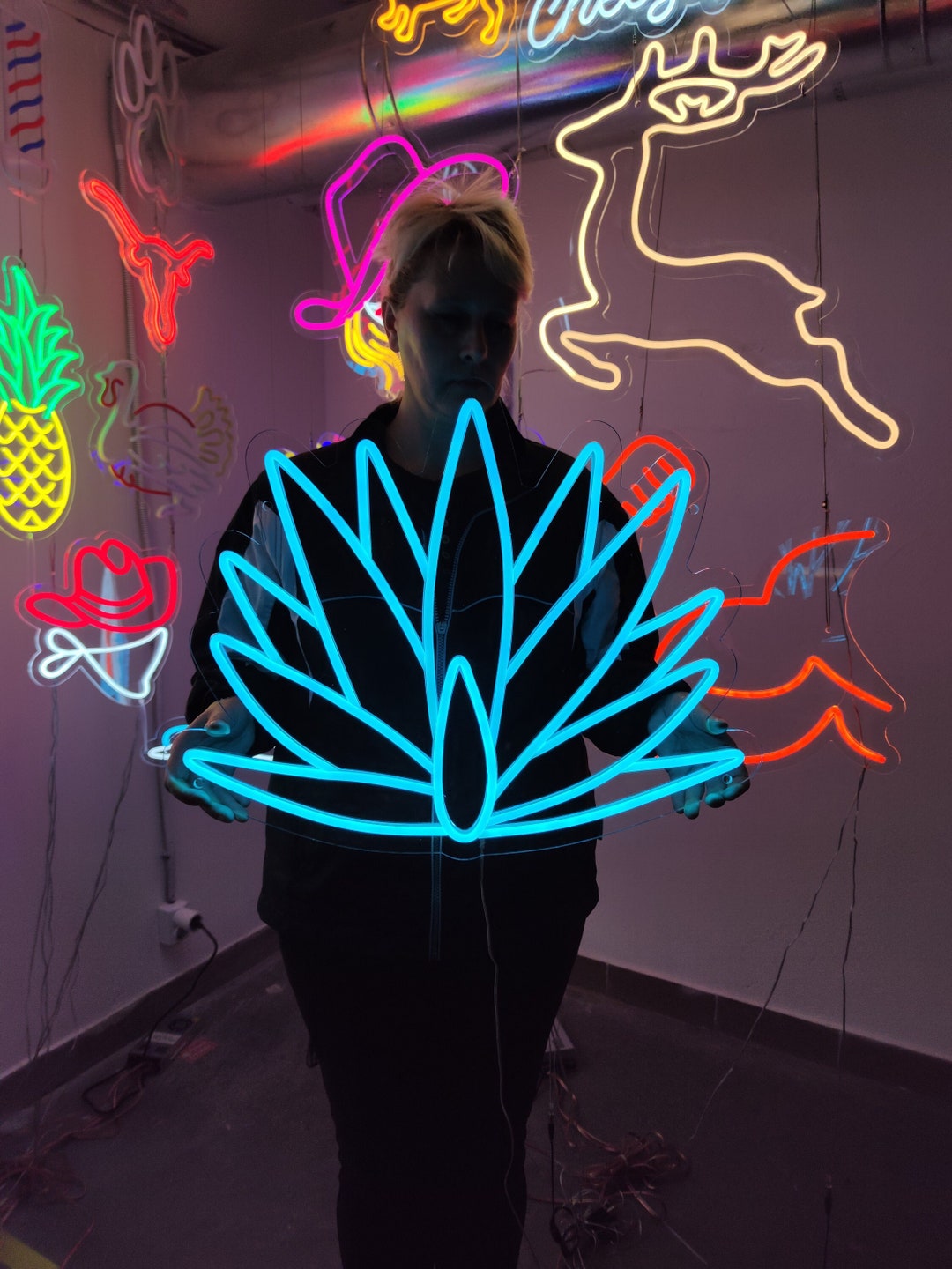 Blue Agave Neon Sign, Agave Tequilana Led Light, Tequila Agave Light ...