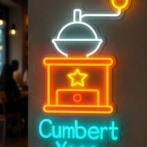 Coffee Grinder Neon Sign. Coffee Shop LED Decor. Fresh Grind Neon Decor ...