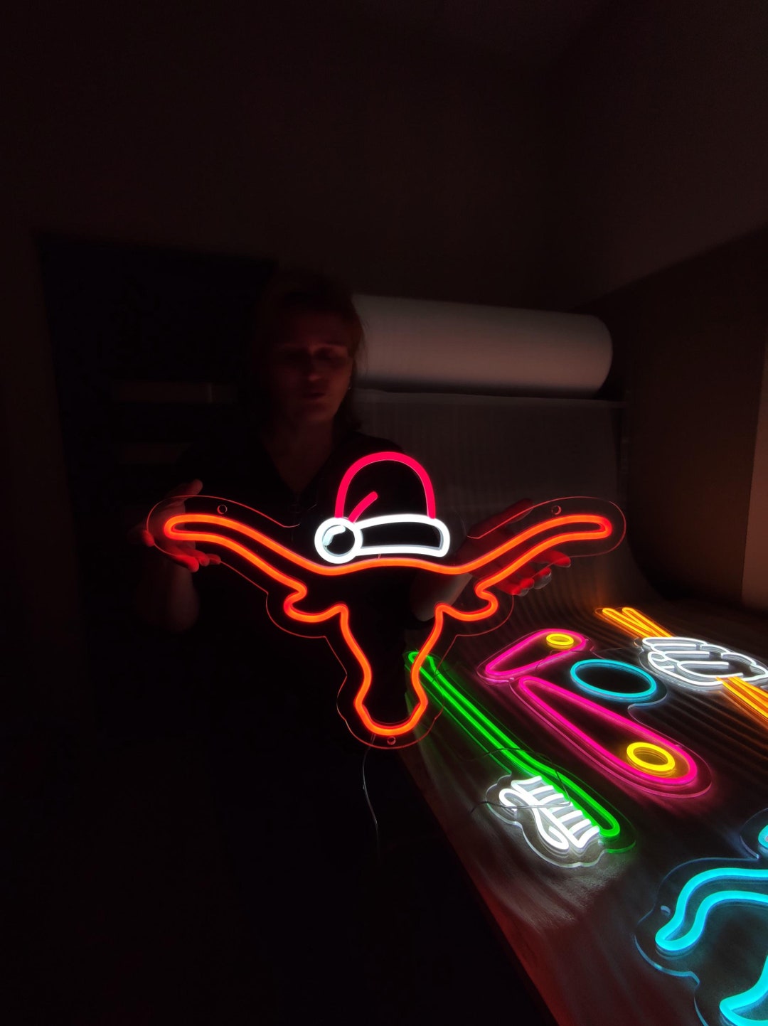 Longhorn Bull Neon Sign, Christmas Bull Head Led Neon, Longhorn Head ...