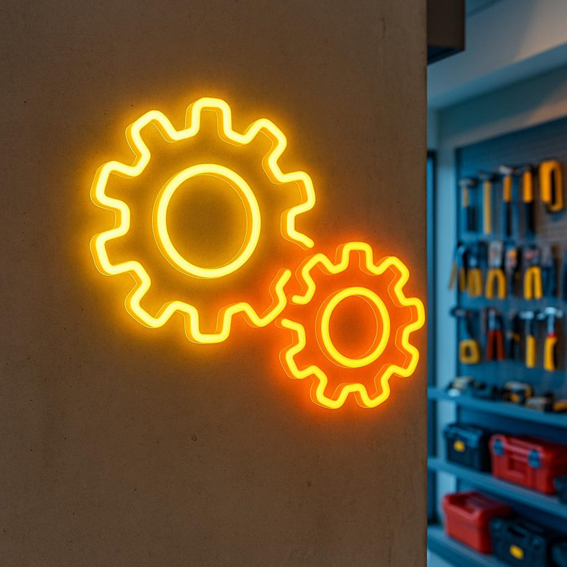 Gear Neon Sign. LED Tool Shop Decor. Mechanics Neon Decor. - Etsy
