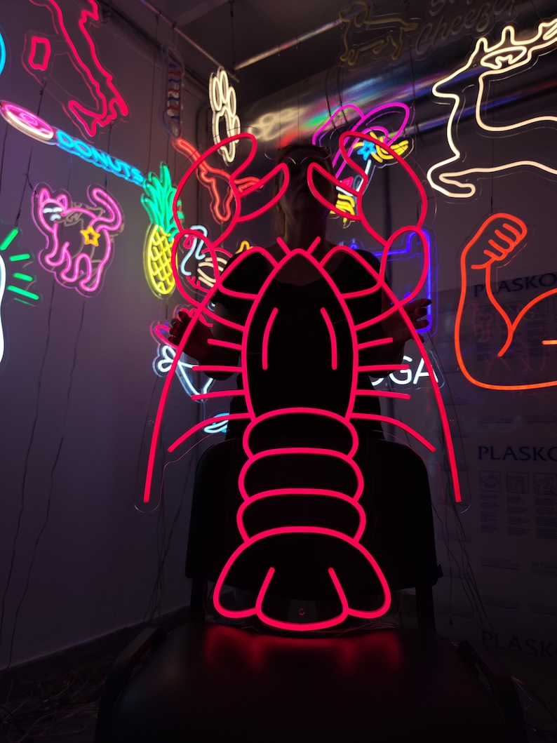 Lobster Neon Sign, Crayfish Lights, Ocean Animals Led Sign, Underwater ...