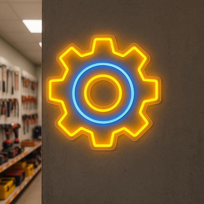 Gear Neon Sign. LED Tool Shop Decor. Mechanics Neon Decor. - Etsy