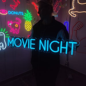 Movie Night Neon Sign, Led Cinema Sign, Light Home Theater Sign, Neon ...