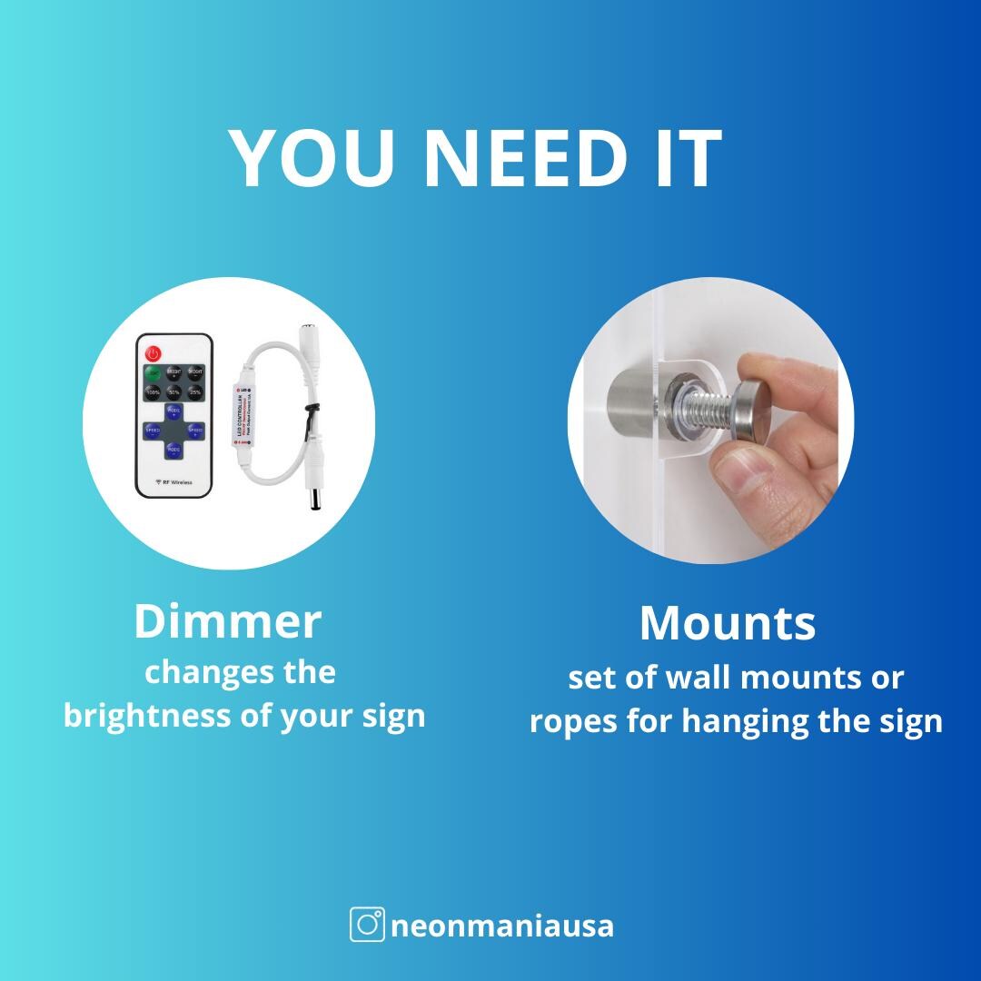 Set for Your Neon Sign: Dimmer With a Remote Control and a Set of Wall ...