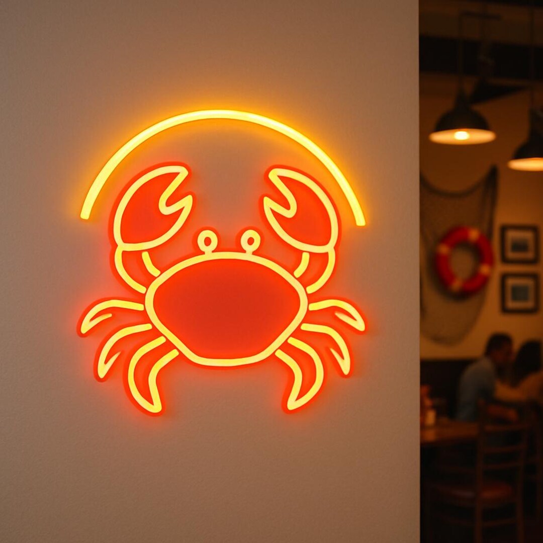 Crab Neon Sign. Seafood Light. Restaurant Led Sign. Gastro Bar Neon ...