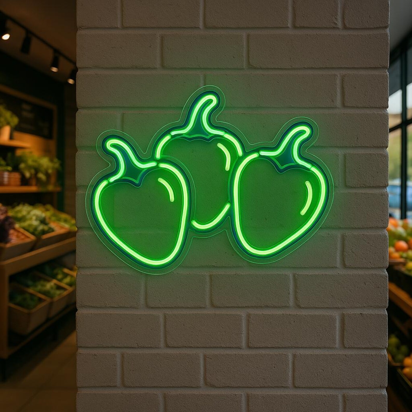 Pepper Neon Sign. Neon Decor for Fruit and Vegetable Shop. Vegetables ...
